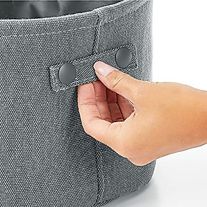 mDesign Soft Cotton Fabric Bathroom Storage Bin with Handles - Organizer for Towels, Toilet Paper Rolls - for Closets, Cabinets, Shelves - Textured Weave - Charcoal Gray