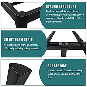 Yitong Angel 18 Inch Queen Bed Frame with Round Corner Edge Legs, 3500 lbs Heavy Duty Metal Platform Bed Frame Queen Size, Steel Slats Support/No Box Spring Needed/Noise Free/Non-Slip