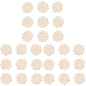 Homoyoyo 30 Pcs DIY Wood Craft Wood Cutouts Wooden Chips Wood Embellishment Unfinished Wood Ornaments Wooden Steampunk Gears Wood Slice Wood Circles for Crafts Wood Grain Wood Crafts Bamboo