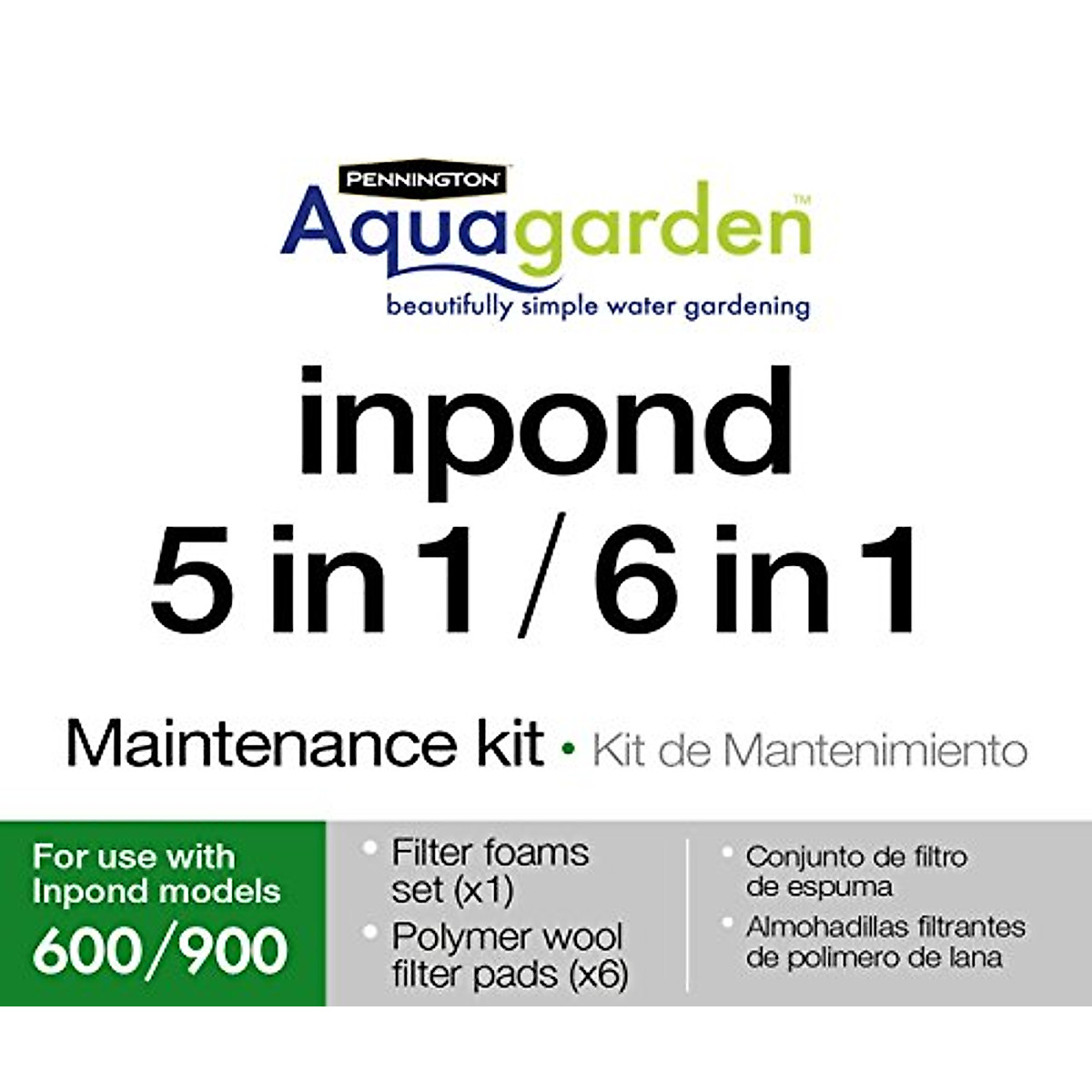 Pennington Aquagarden , Pond Filter for Ponds , Foam Filter Set , Polymer Wool Filter Pads , Pond Maintenance Kit , Suitable for Inpond 5 in 1 600 Gallon Model, White, Large (Fit 600)