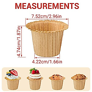 Suice Paper Cupcake Liners 50pcs, Disposable Muffin Baking Cups Natural Color Parchment Cupcake Liners Holiday Cupcake Wrappers Mini Cupcake Cups for Wedding Party Serving, Birthday Desserts,Gathering
