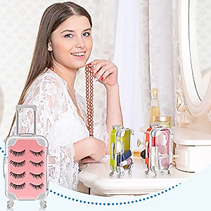 12 Pack Mini Suitcase Favor Box False Eyelashes Packaging Box Plastic Rolling Empty Lash Boxes Trolley Tiny Suitcase Miniature Candy Box for Travel Theme Parties and Celebrations, 9 Colors