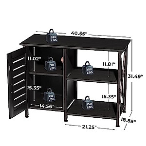 Herture 40-50 Gallon Fish Tank Stand, Aquarium Stand with Cabinet Accessories Storage, Heavy Duty Metal Frame, 40.55" L*18.89" W Tabletop, 850LBS Capacity, Black PG02YGB