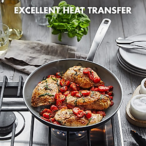 GreenPan Chatham Hard Anodized Healthy Ceramic Nonstick 8" and 10" Frying Pan Skillet Set, Gray & Chatham Hard Anodized Healthy Ceramic Nonstick, 5QT Saute Pan Jumbo Cooker, Gray