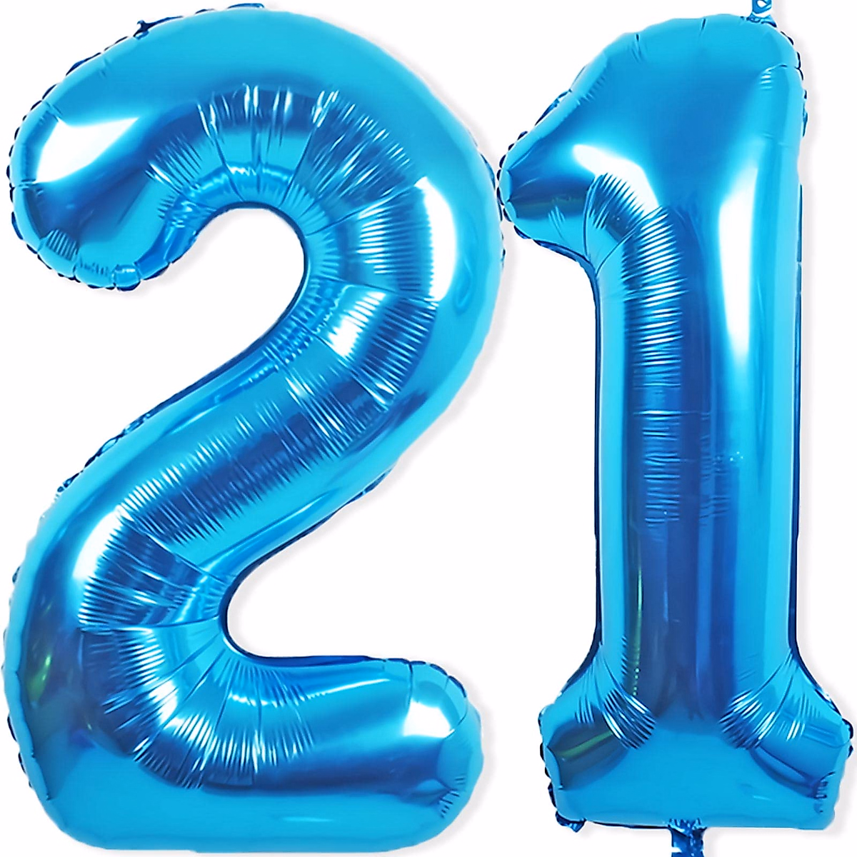21 Balloon Number, 40 Inch Blue Foil Balloons Giant Jumbo Helium Number 21 or 12 Balloons for Boys Girls 21th 12th Birthday Decorations Anniversary Events Party Decorations (Blue)