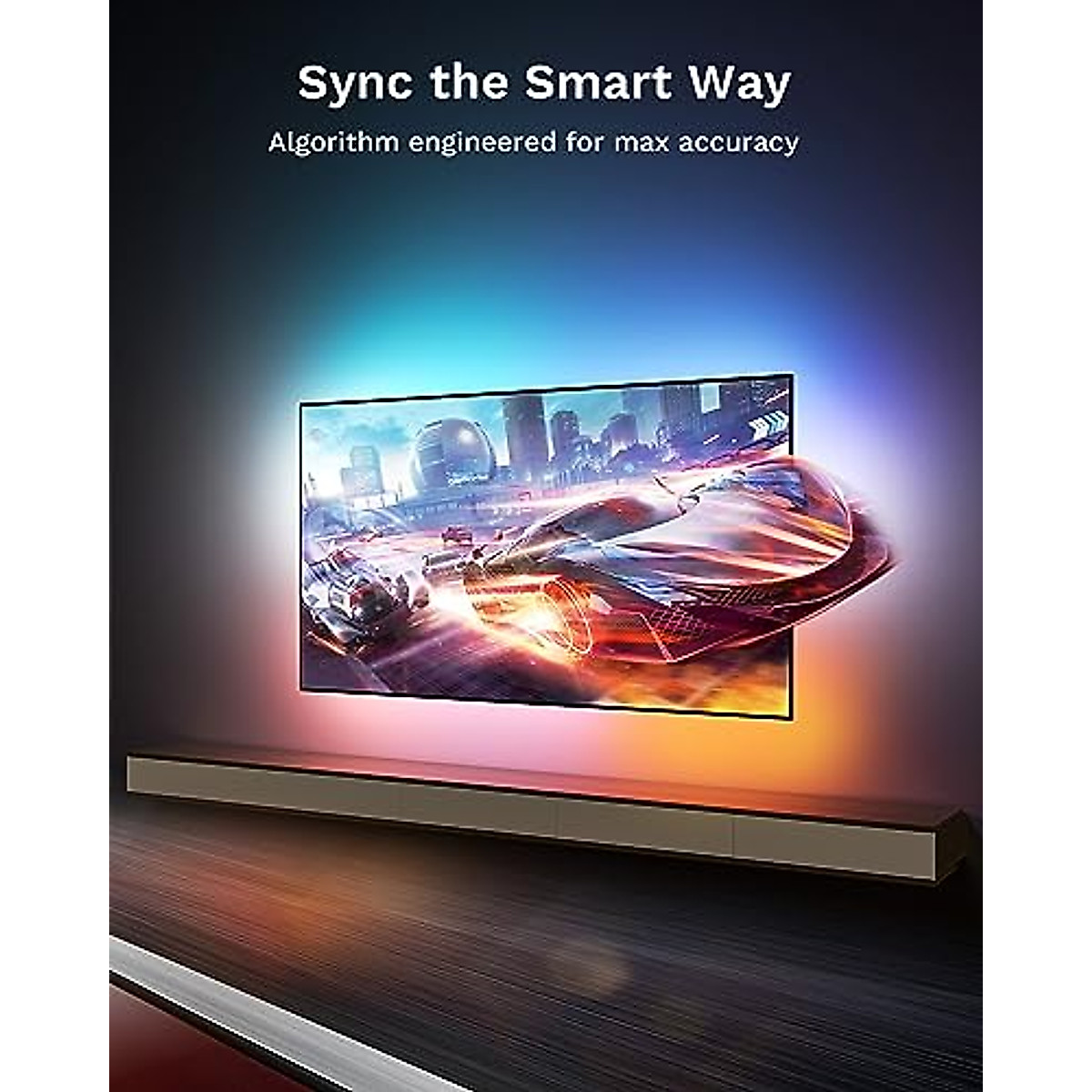 Lytmi TV LED Backlight with HDMI 2.0 Sync Stick Immersive RGBIC Backlight for 56-75 inch TVs Plug and Play Cuttable TV Light Strips Sync TV Lights for Games Music Movies