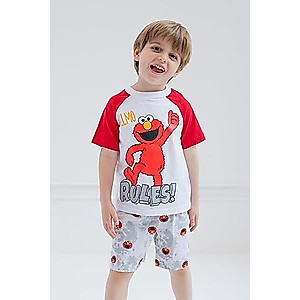 Sesame Street Elmo Toddler Boys T-Shirt and French Terry Shorts Outfit Set White/Gray 2T