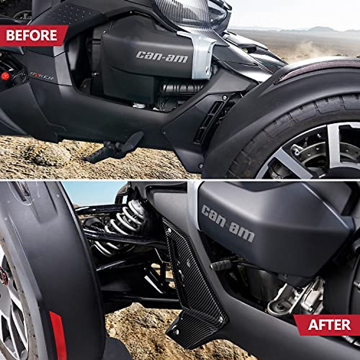 Ryker Lower Fairing Panels Kit, A & UTV PRO Carbon Fiber Pattern Lower Panels Fairing Pads Protector Trim Cover for Can-Am Ryker All Models Accessories, 2PCS