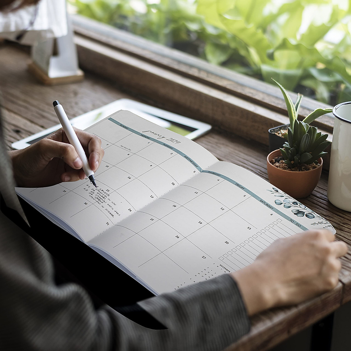 Simplified 2023-2024 Monthly Planner and Calendar Book - Beautiful Modern Greenery To Do List Notebook Easily Organizes Your Tasks to Boost Productivity - Runs Until December 2024