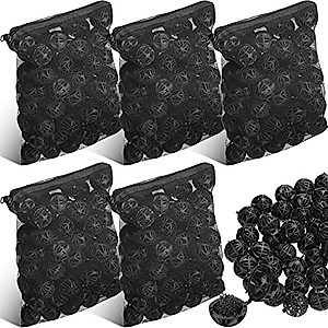 500 Pieces Bio Filter Balls Black Bio Balls for Aquarium Filter Pond Filter 1.02 Inch Internal Bioballs Filter Media with 5 Pieces Aquarium Filter Media Bags Mesh Bags with Zipper for Fish Tank Pond