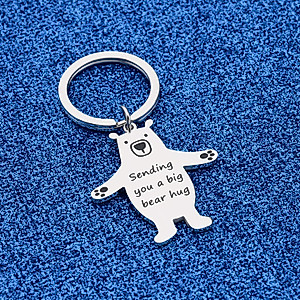 WUSUANED Long Distance Hug Jewelry Sending You A Big Bear Hug Keychain Long Distance Relationships Gift Isolation Missing You Gift (big bear hug keychain)