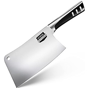 Utopia Kitchen 7 Inch Cleaver Knife Chopper Butcher Knife Stainless Steel for Home Kitchen and Restaurant (Black)