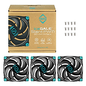 Iceberg Thermal IceGALE Silent PWM 120mm (Black) 3-PACK Quiet Optimized Airflow 4-Pin