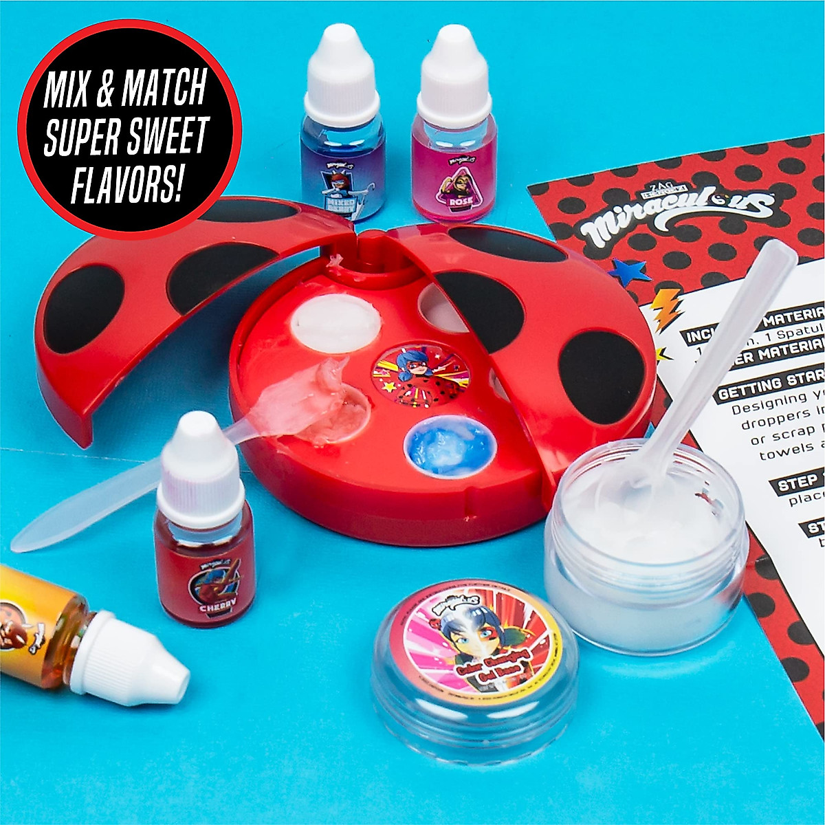 Miraculous Color-Changing Lip Balm Maker, Make Your Own Ladybug Lip Gloss Kit, Travel-Friendly Lip Balm Palette Great for Miraculous Parties & Group Activities, Perfect for Kids Ages 6, 7, 8, 9, 10
