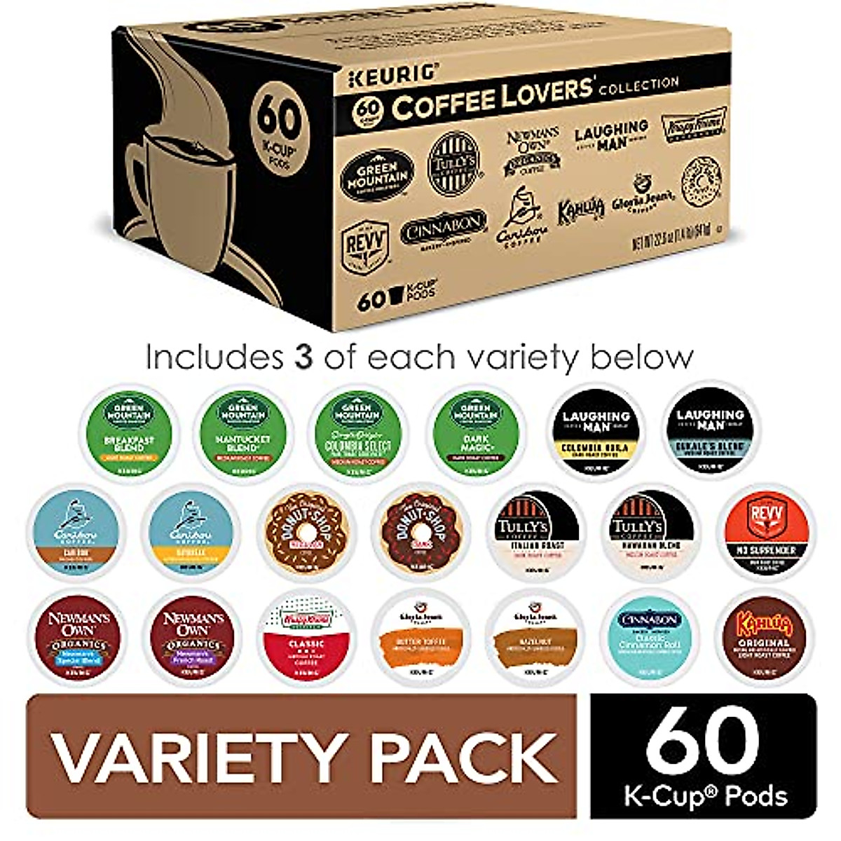 Keurig Coffee Lovers Collection Variety Pack, Single-Serve Coffee K-Cup Pods Sampler, 60 Count