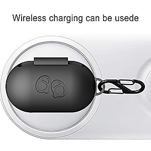 Aotao Silicone Case for Galaxy Buds 2019, Soft and Flexible, Scratch/Shock Resistant Silicone Cover with Carabiner for Galaxy Buds (Black)