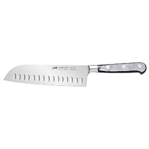 Sabatier Triple Rivet Stainless Steel Santoku Knife with Mother of Pearl-Inspired Handle, 7-Inch, Silver Gray