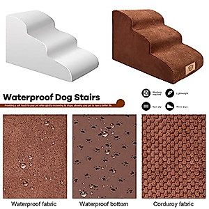 Kphico Sturdy Foam Dog Stairs for High Beds or Couches,Non-Slip 3 Tiers Pet Steps,15.7" High Sturdy Dog Ramp,Extra Wide Deep Dog Steps for Small Dogs&Cats-Send 1 Pet Hair Remover Roller