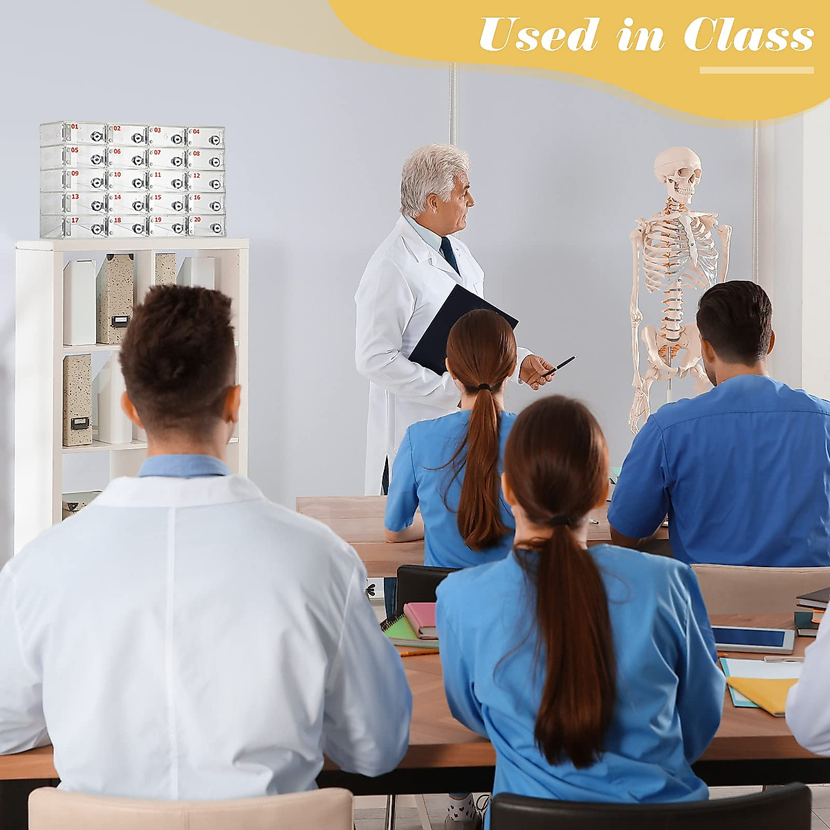 Threan Cell Phone Locker Box Clear Cell Phone Storage Acrylic Cell Phone Lock Box with Door Locks and Keys Wall Mounted Cell Phones Storage Cabinet for Office School Classroom Factory (20 Slots)