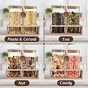 ANPHSIN Glass Coffee Containers with Shelf, 2Pcs 49oz Large Capacity BPA Free Coffee Storage Jars with Airtight Sealed Bamboo Lids Spoon for Kitchen Food, Coffee Beans, Coffee Powder, Sugar, Tea
