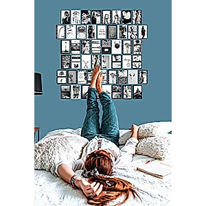 Black and White Wall Collage Kit - 50 Prints for Trendy Room Decor – Minimalistic Black and White and Grey Girls Bedroom Decor - Set of 50 Pcs Photo Prints 4x6