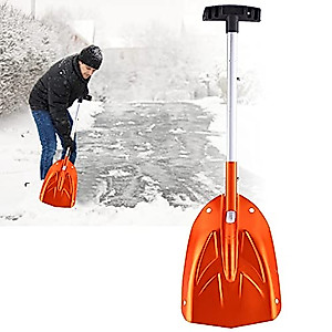 Winter Snow Ice Shovel with Telescopic Skidproof Handle Aluminum Alloy Winter Snow Ice Shovel Outdoor Kit Tool Orange