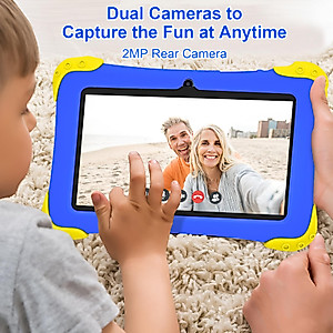 Fivahiva Kids Tablet, 7 inch Android 12 Tablet for Kids, Toddler Tablet 32GB ROM with Silicone Case, HD IPS Educational, Games, Parental Control APP, YouTube, WiFi, Dual Camera, GMS, Bluetooth (Blue)