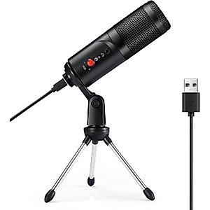 BLOUEFOZ USB Microphone, Computer Podcast Cardioid Condenser PC Mic with Tripod Stand for Recording,Gaming,Compatible with Laptop Desktop Mac & Windows