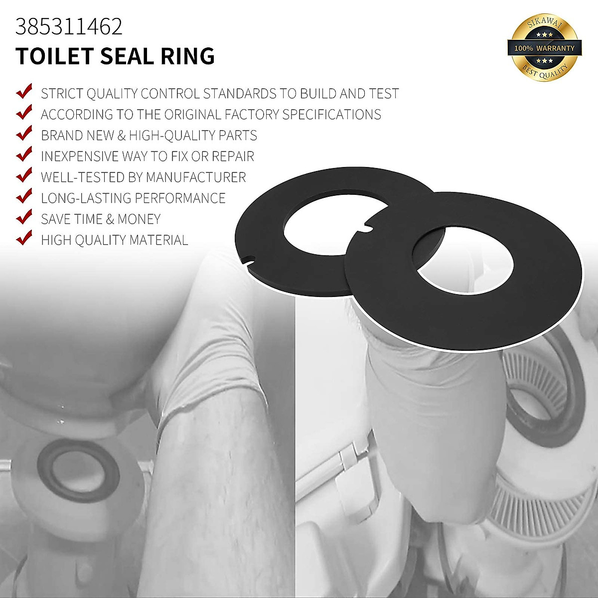 Sikawai 385316140 385311462 RV Toilet Flush Seal Replacement Kit Toilet Rubber Ball Bowl Gasket Fits for Do-Metic Se-Aland Man-sfield Vacu-Flush Cam-per 510/510+, 2010,506/1006,1008/EcoVac 146-149