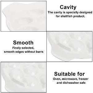 Okllen 4 Pack Ceramic Escargot Plates with 12 Holes and Handles, 9 Inch Seafood Snail Dish Footed Plates White Escargot Baking Dish Server for Home, Kitchen, Restaurant, Hotel, BBQ