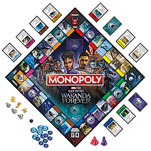 Hasbro Gaming Monopoly: Marvel Studios' Black Panther: Wakanda Forever Edition Board Game for Families and Kids Ages 8+, Game for 2-6 Players