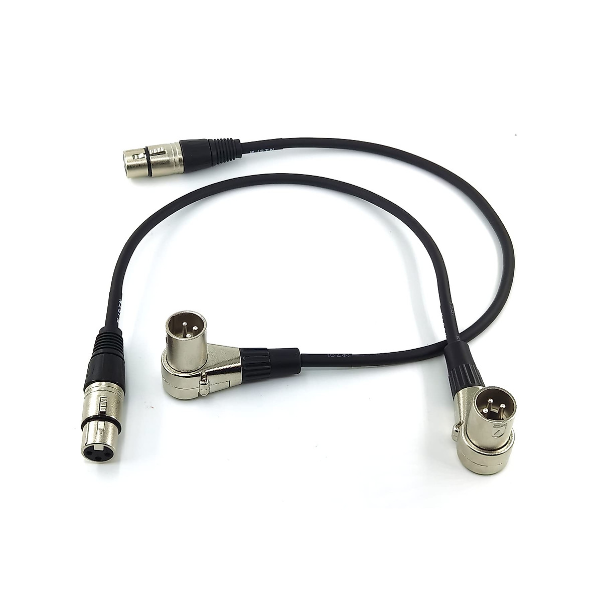 WJSTN Right-Angle Male XLR to Straight Female XLR, XLR Adapter Cable 2Pack