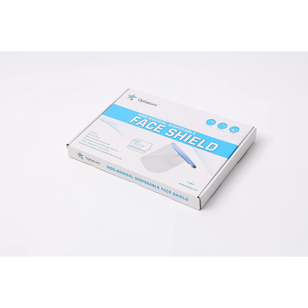 Optiazure Safety Face Shield, 1 Frame with 10 Removable Transparent Shield, Anti-fog, Splash and Dust Resistant