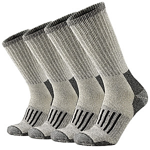 ONKE Merino Wool Cushion Crew Socks for Men Outdoor Hiking All Seasons Work Boot Heavy Thick Thermal Moisture Wicking Control(Black L)
