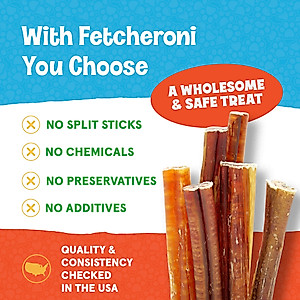 FETCHERONI Large Bully Sticks for Dogs - 100% Beef Tasty Natural Flavor - Fully Digestible Dog Chews - Long-Lasting chewing sticks - Bully Sticks Odor Free for Medium and Large Dogs (12 Inch, 10 Pack)
