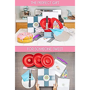 OMG Giant Donut Baking Kit - Nonstick Silicone Giant Doughnut Cake Pan Baking and Decorating Supplies Bundle. Stay Home and Bake Gift Set