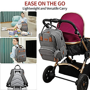 VigoRise Diaper Bag Backpack, Unisex Baby Bags with Changing Pad, Multifunction Waterproof Travel Back Pack (Dark Grey)