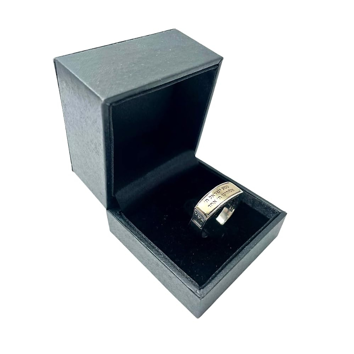 Baltinester Handmade Shema Israel Protection and Success Kabbalah Engraved Ring in Sterling Silver and 9k Yellow Gold Size 10.5 Jewelry