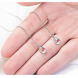 Elegant 925 Sterling Silver Drop Earrings Colorful Droplet Dangle Threader Earrings For Women