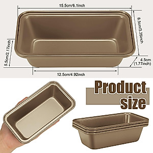 Uiifan 12 Pcs Mini Loaf Pan for Baking Bread Non Stick Small Banana Bread Tins 6.1 x 3.3 x 2.1 Inches Nonstick Carbon Steel Tiny Meatloaf Pan for Oven and Baking (Gold)