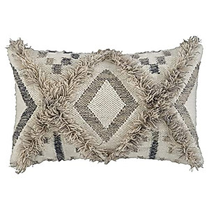 Signature Design by Ashley Liviah Boho Farmhouse Throw Pillow, 22 x 14 Inches, Beige and Gray