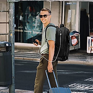 LAPACKER Travel Laptop Backpack Men Women,Business Anti Theft Carry On Backpacks with USB Charging Port Shoe Compartment Airline Approved,Water Resistant College Rucksack Fits 15.6 Inch Notebook,Black