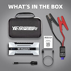YESPER Battery Jump Starter - 4120A Peak Portable Car Starter (All Gas, up to 10.0L Diesel Engine), Auto Battery Booster Pack,Jump Box, DSLI Safe Tech Safely Start All 12V Vehicle& DC 15V Ports