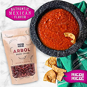 RICO RICO - Chile de Arbol 4 oz - Dried Whole Red Chili Peppers, Premium Dried Chiles, Spicy Hot Heat, Use in Mexican, Chinese and Thai Dishes, Packaged in Resealable Kraft Bag by RICO RICO