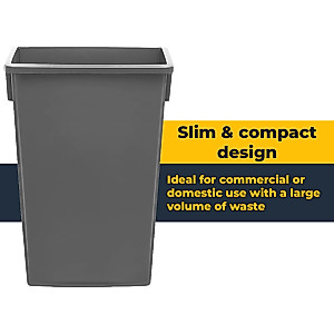SunSierra 23 Gallon Heavy-Duty Trash Can with Dolly, Wheeled Garbage Bin, Slim Durable Waste Container, Rolling Recycling Bin, Plastic Wastebasket for Kitchen, Office, Garage, Hotels, Restaurants