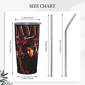 OAEWRE David Actors Tennant Stainless Steel Mug Insulated Tumbler Coffee Mugs with Lids and Straw Double Wall Vacuum Cup 20oz