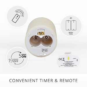 Luminara Realistic Artificial Moving Flame Pillar Candle - Moving Flame LED Battery Operated Lights - Unscented - Remote Ready - Remote Sold Separately - Ivory - 3" x 4.5"