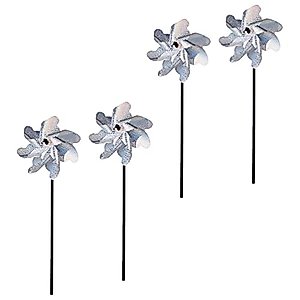 Cabilock 4pcs Garden Decor Pinwheels Bird Windmills Reflective Pin Wheels Sparkly Garden Pinwheels