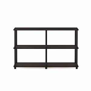 Furinno Turn-N-Tube 3-Tier Double Size Storage Display Rack, Espresso/Black Simplistic Set of 2 End Table, Espresso/Black