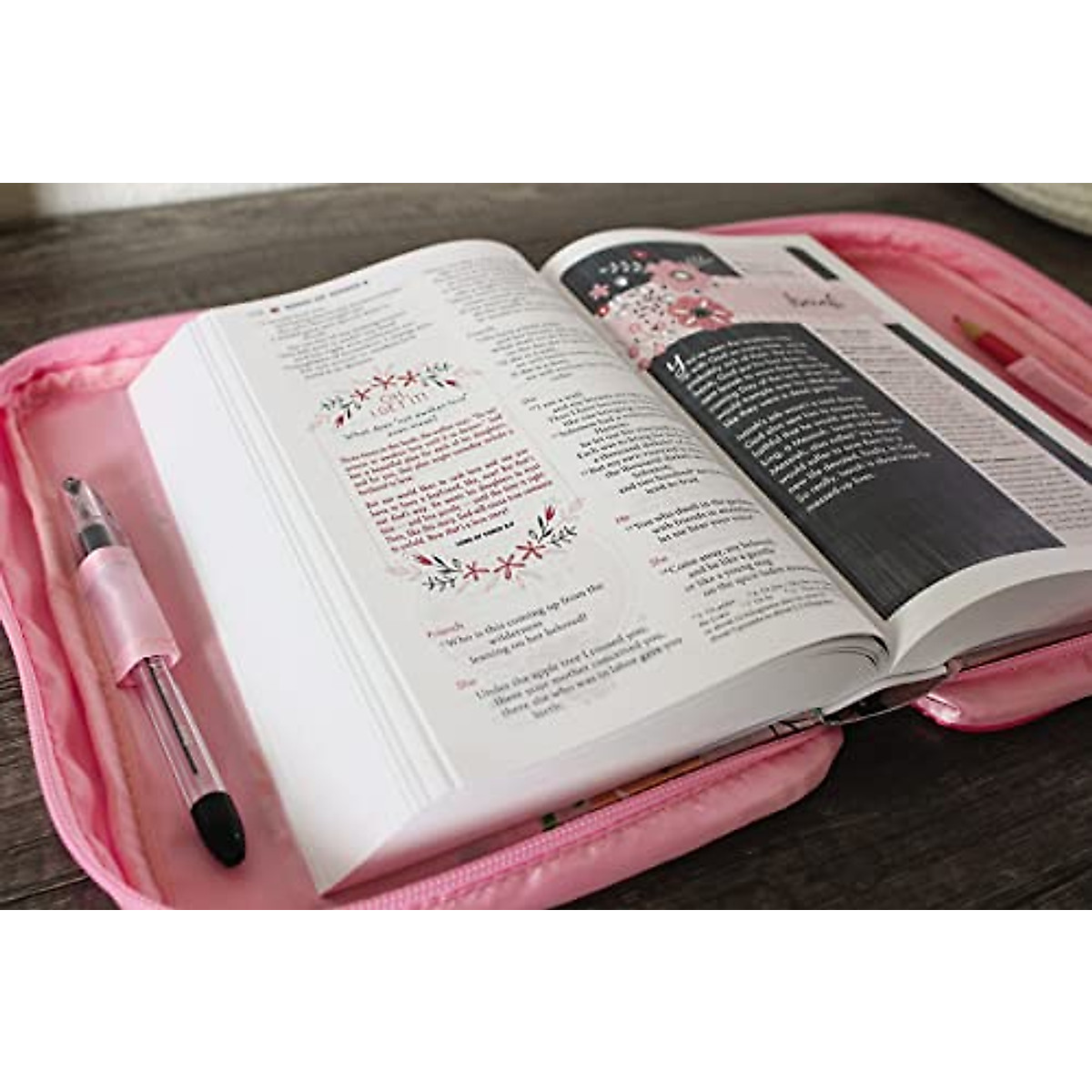 Princess Bible Cover for Girls, Zippered, with Handle, Canvas, Pink, Medium